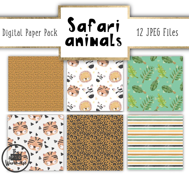 SAFARI ANIMALS Seamless Digital Paper Pack 12 Jpegs - Etsy
