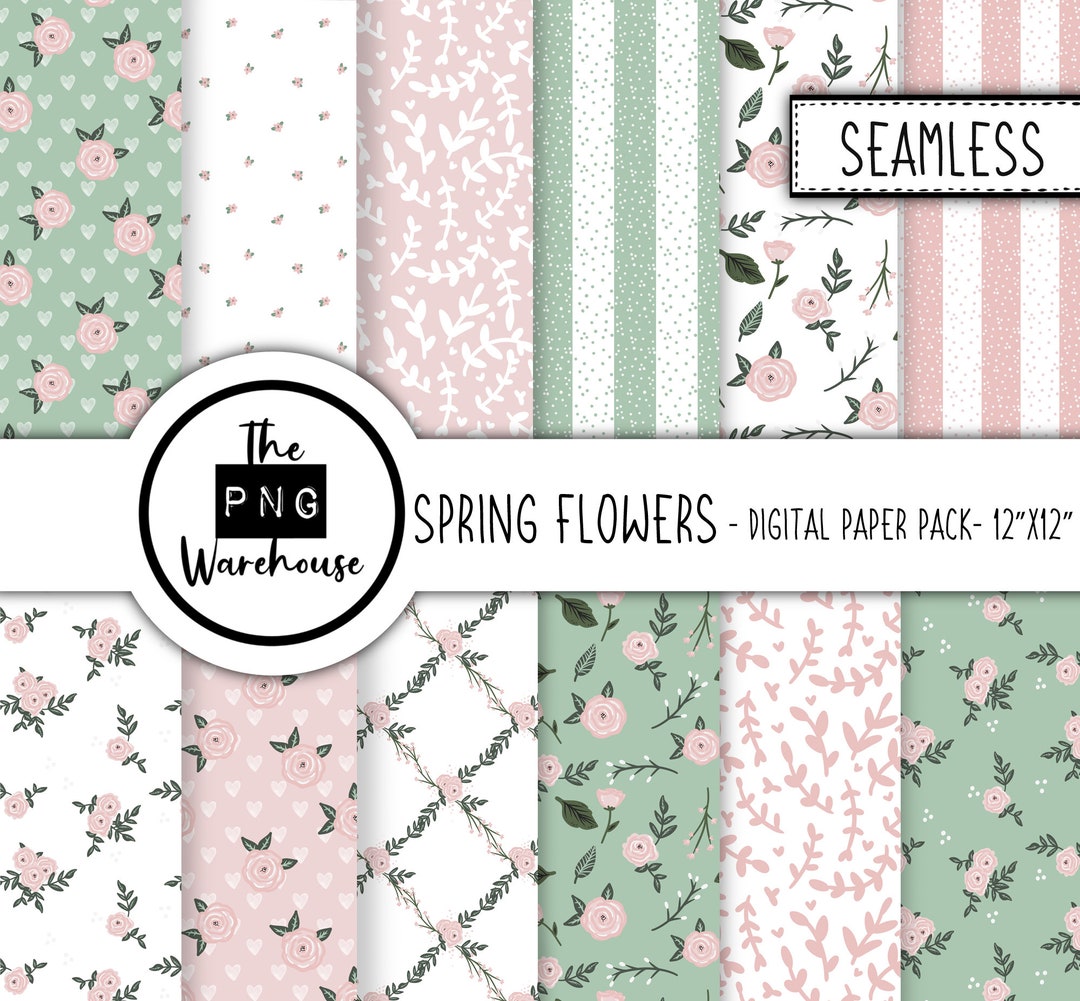 SPRING FLOWERS - Digital Paper Pack - 12 Jpegs - Instant Download ...