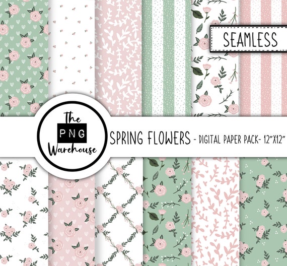 SPRING FLOWERS Digital Paper Pack 12 Jpegs Instant - Etsy