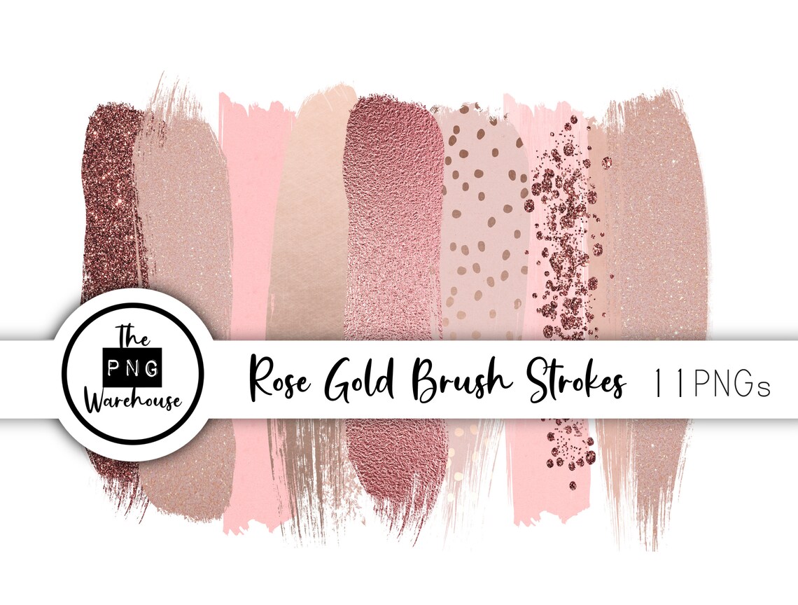 11 ROSE GOLD Brush Strokes - 11 Png Clip Art Designs - Instant Download ...