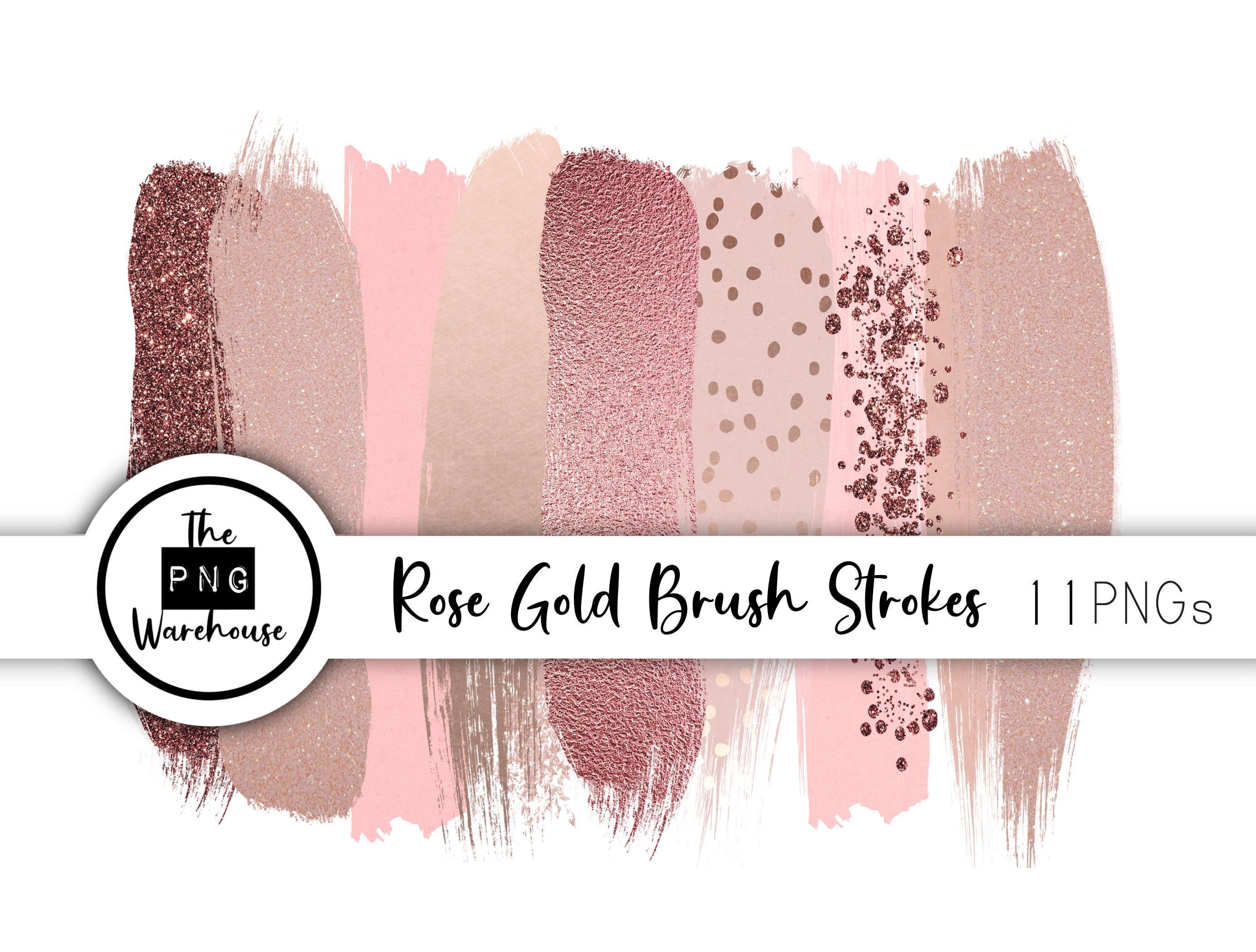 11 ROSE GOLD Brush Strokes 11 Png Clip Art Designs Instant - Etsy UK
