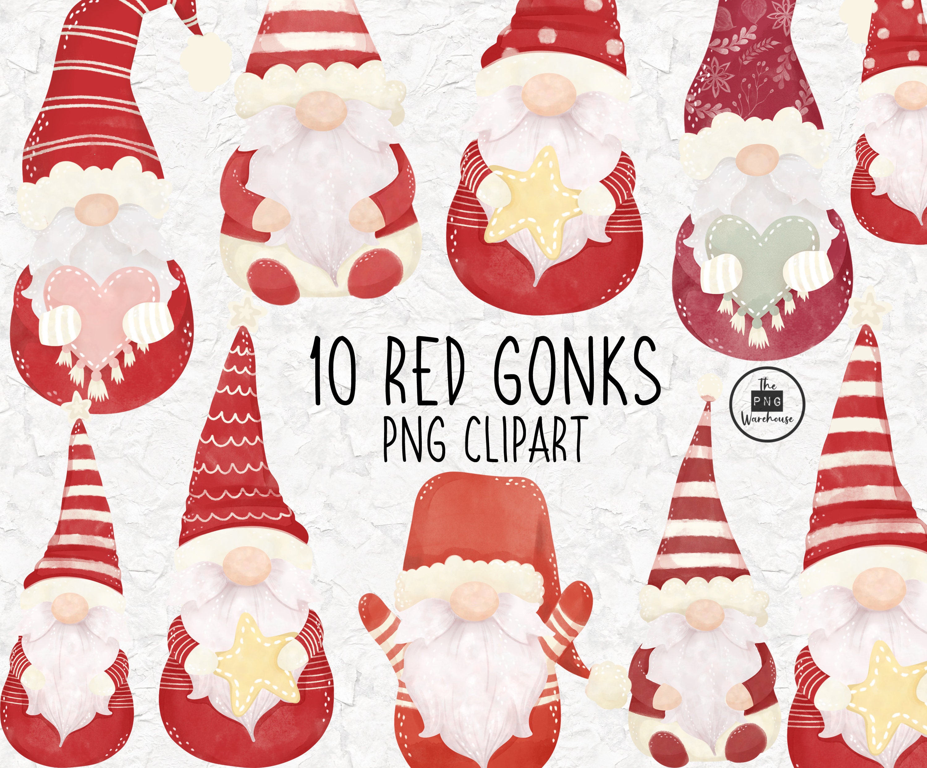 RED GONKS CLIPART 10 Pngs Instant Download 300dpi Clip - Etsy