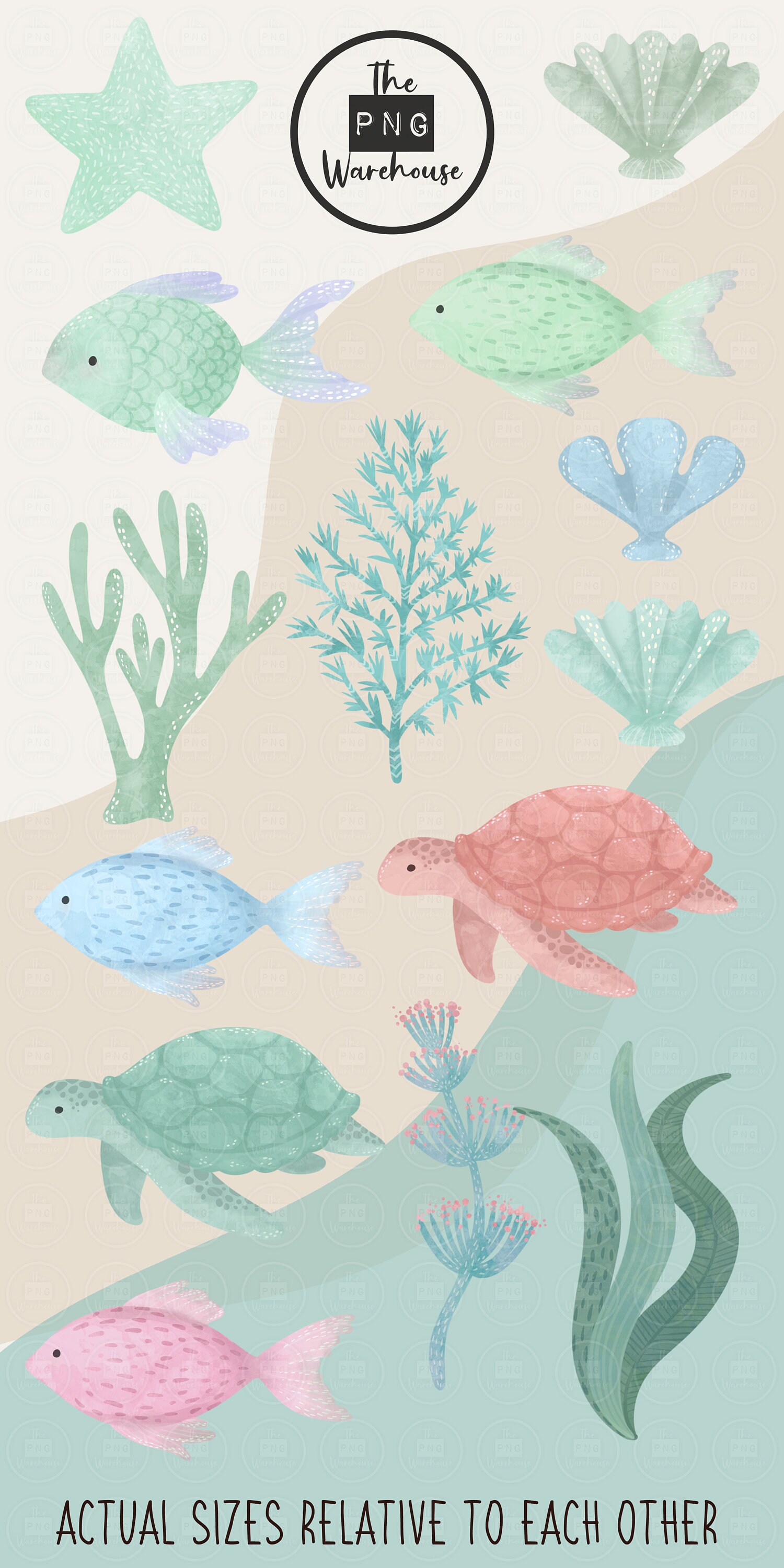 SEA CREATURES Clip Art Set 31 Pngs Instant Download - Etsy