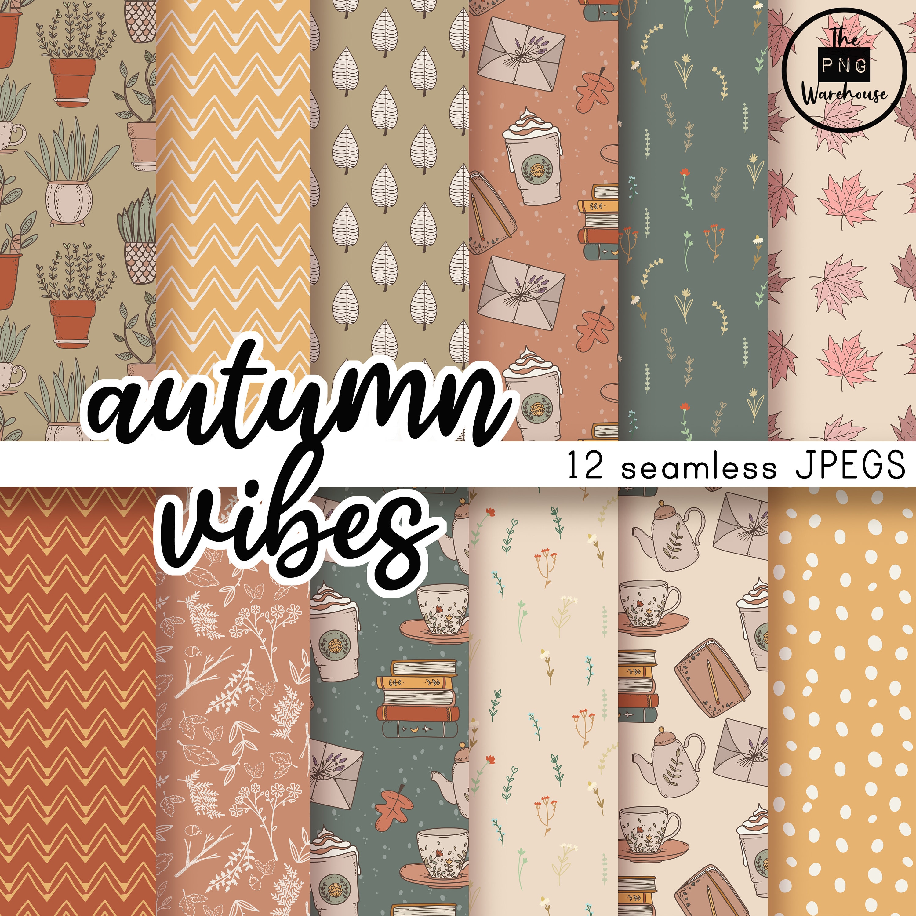 AUTUMN VIBES - Digital Paper Pack - 12 Jpegs - Instant Download ...