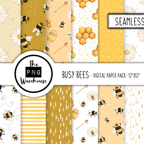 BUSY BEES Digital Paper Pack 12 Jpegs Instant Download - Etsy