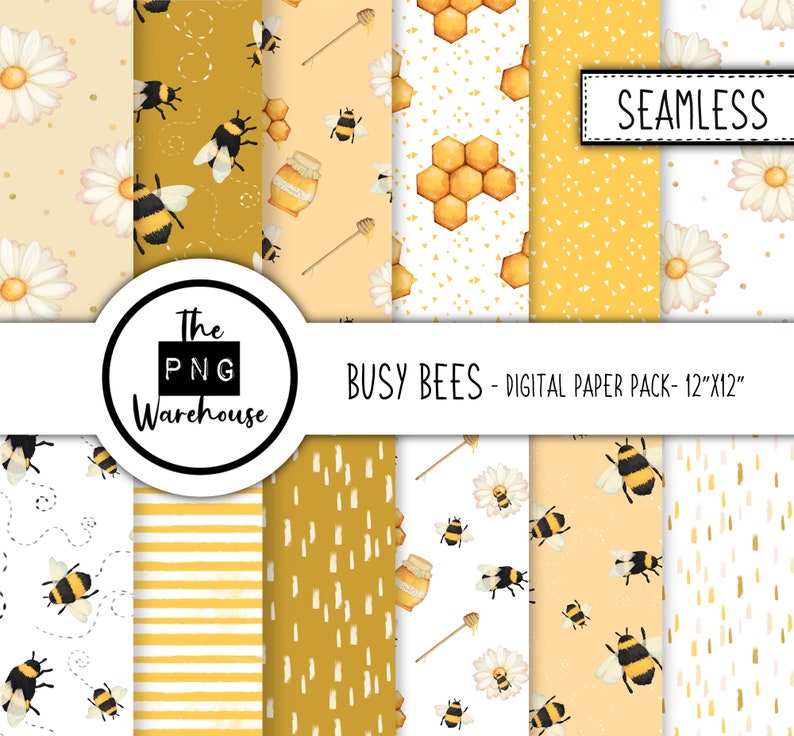 BUSY BEES Digital Paper Pack 12 Jpegs Instant Download - Etsy