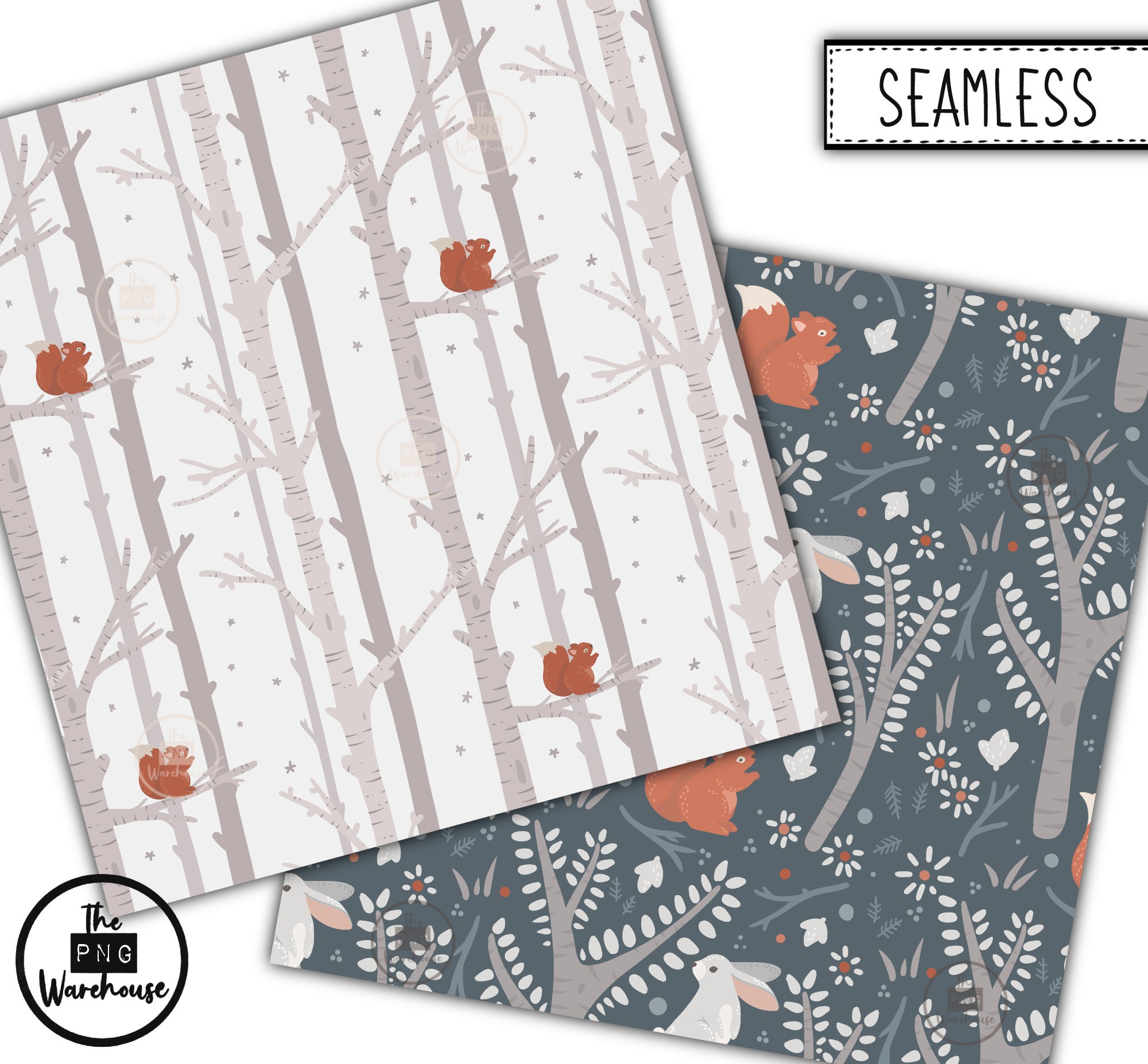 SCANDI FOREST - Seamless Digital Paper Pack - 12 Jpegs - Instant ...