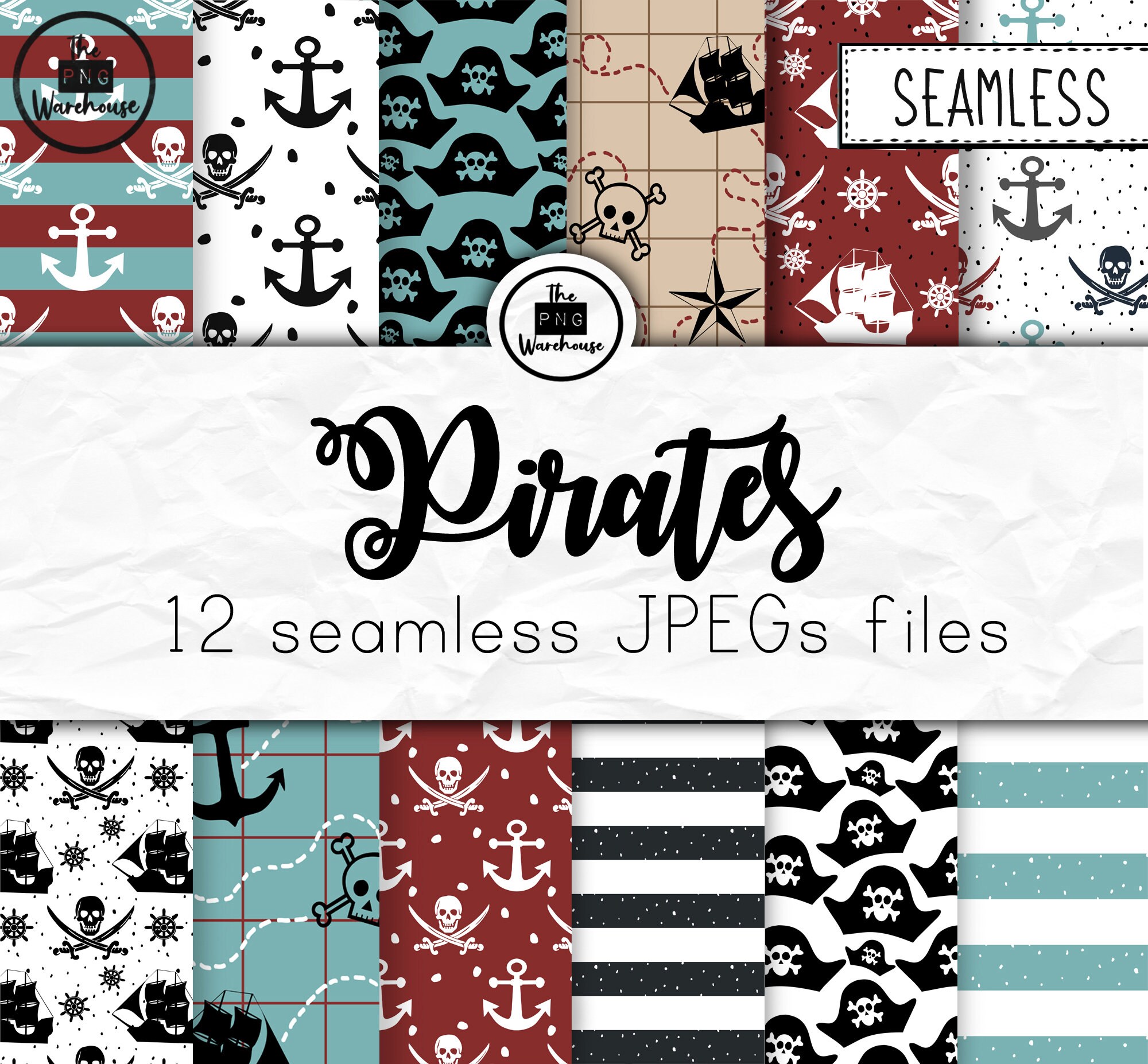 PIRATES Digital Paper Pack 12 Jpegs Instant Download - Etsy
