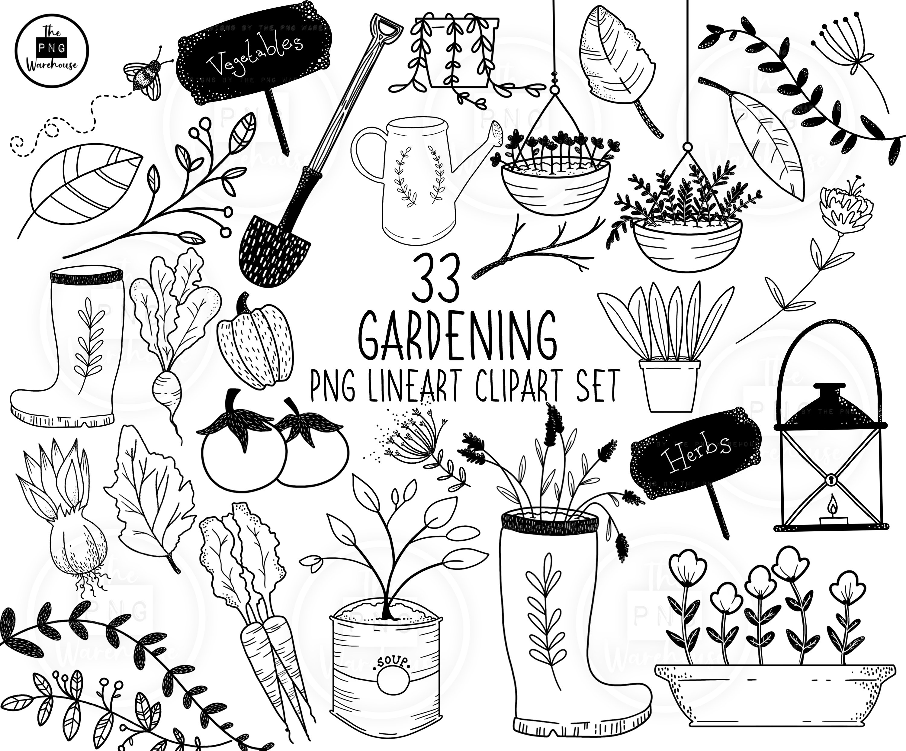 Vegetable Garden Clipart Black And White