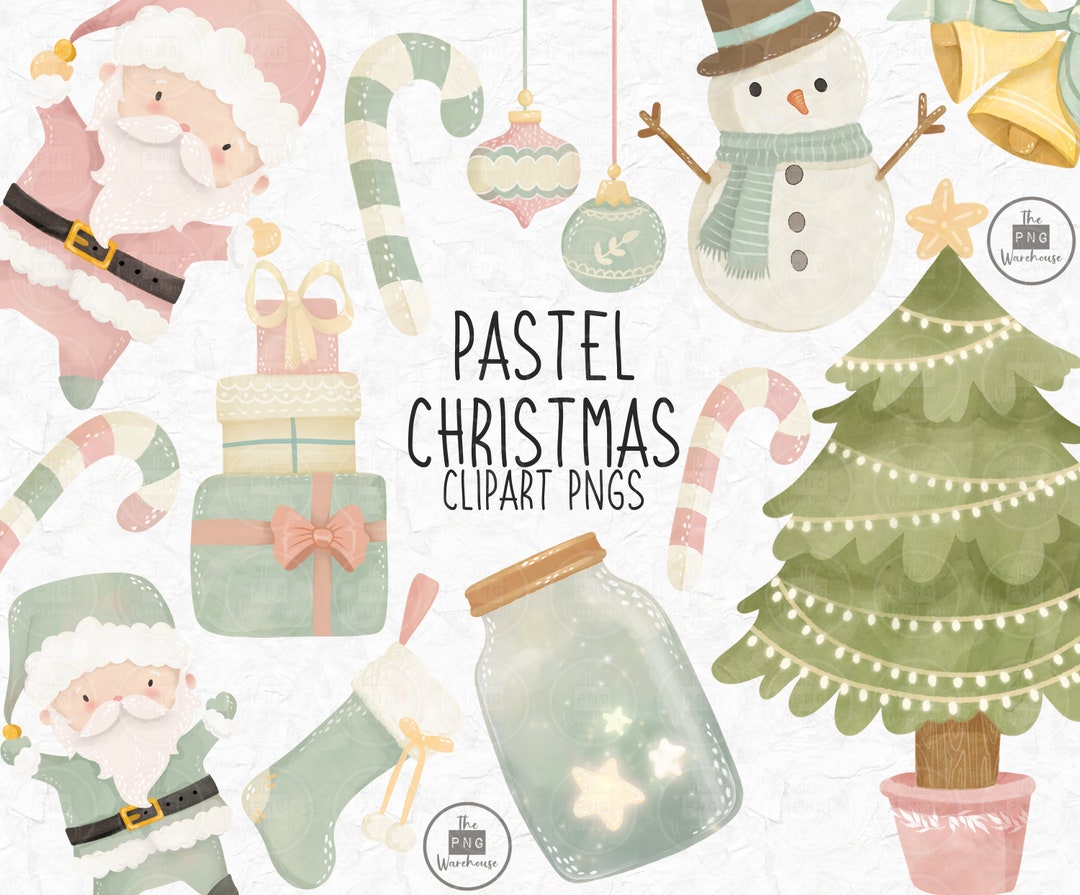 Watercolour PASTEL CHRISTMAS CLIPART - 15 Pngs - Instant Download ...