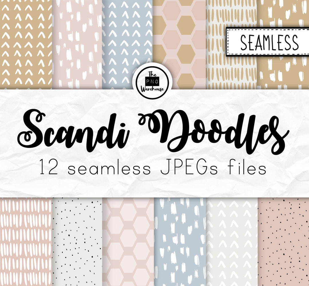 SCANDI DOODLES 3 Digital Paper Pack 12 Jpegs Instant - Etsy