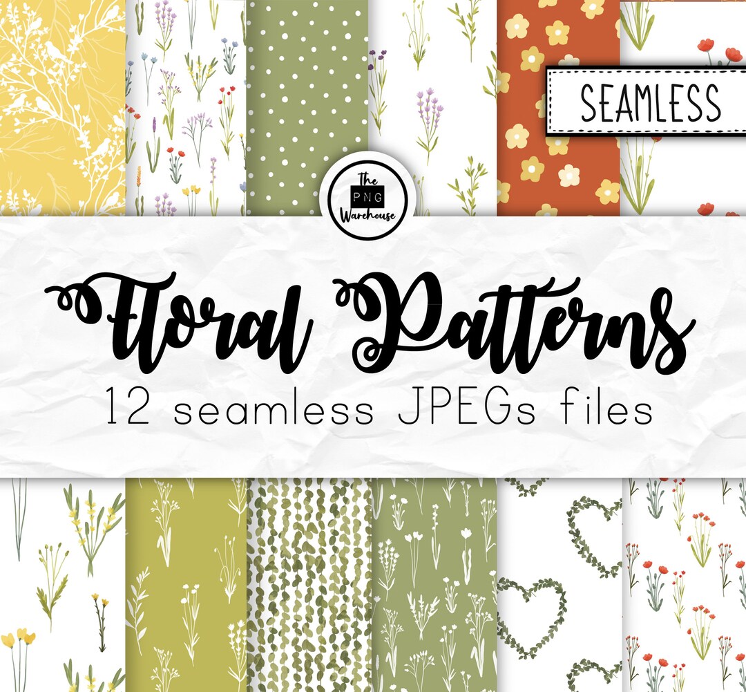 FLORAL PATTERNS - Digital Paper Pack - 12 Jpegs - Instant Download ...