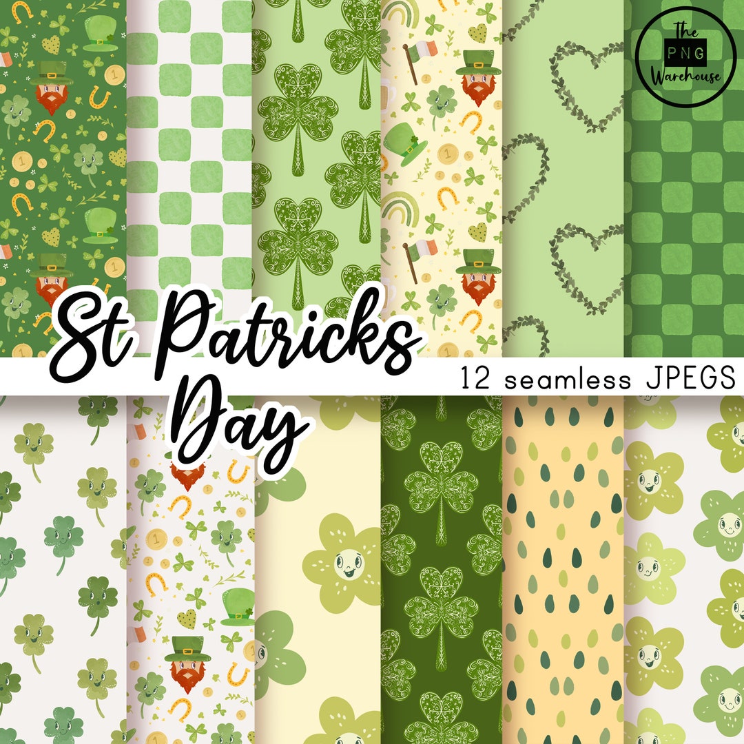 St Patricks Day Patterns - Digital Paper Pack 12 Jpegs - Instant ...