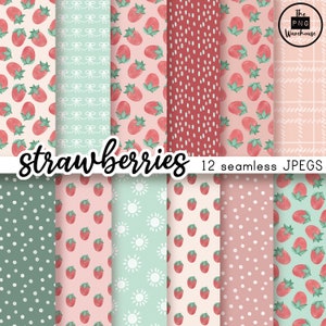 Watercolour STRAWBERRY - Digital Paper Pack - 12 Jpegs - Instant ...