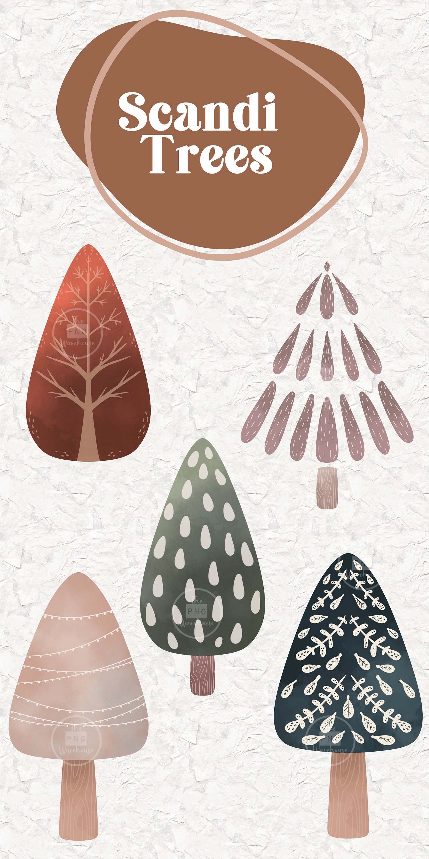 SCANDI BOHO TREES 27 Pngs Instant Download 300dpi Clip - Etsy