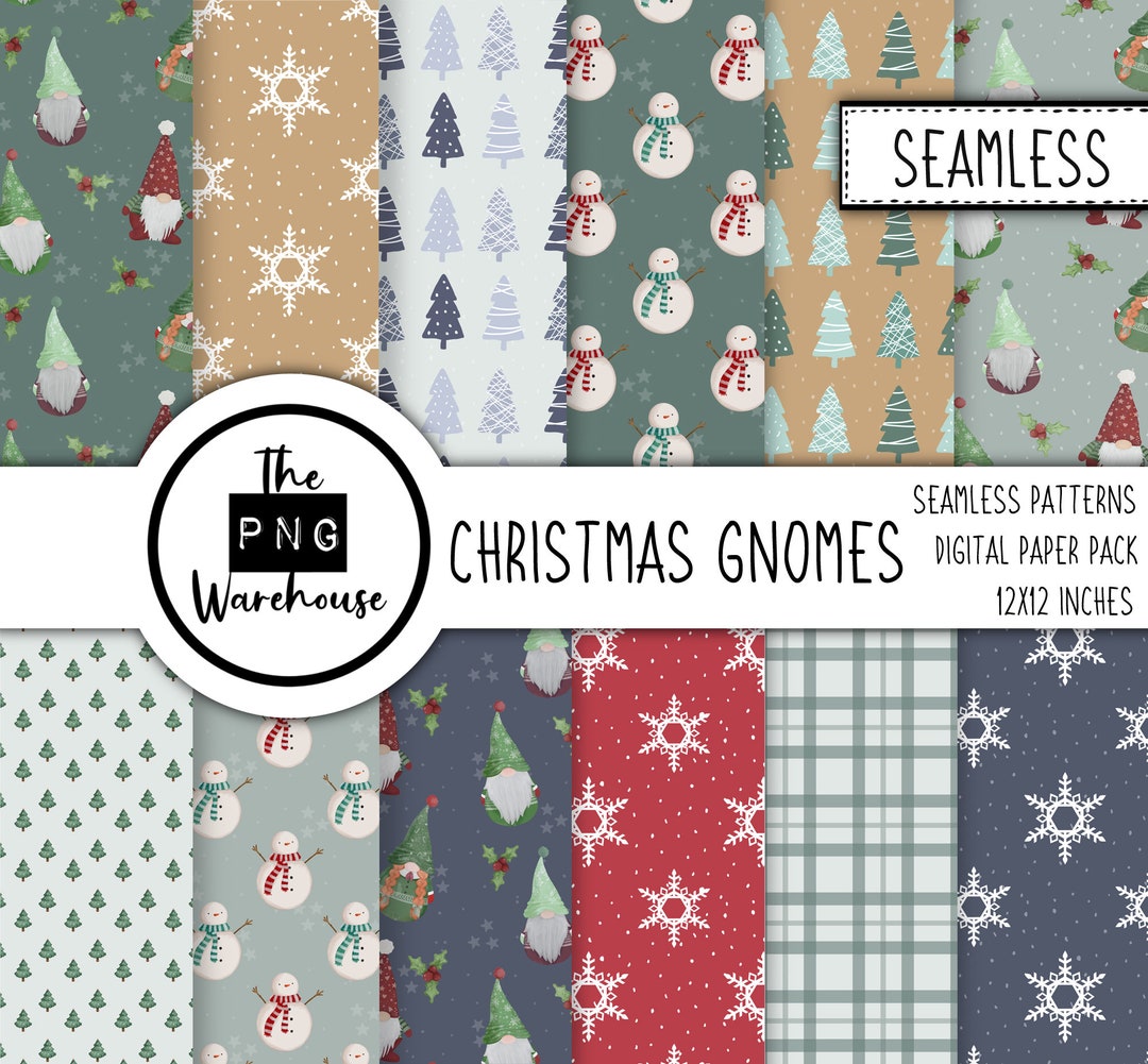 CHRISTMAS GNOMES Digital Paper Pack 12 Jpegs Instant - Etsy