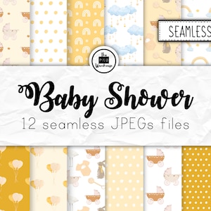 NEUTRAL BABY SHOWER - Digital Paper Pack - 12 Jpegs - Instant Download ...
