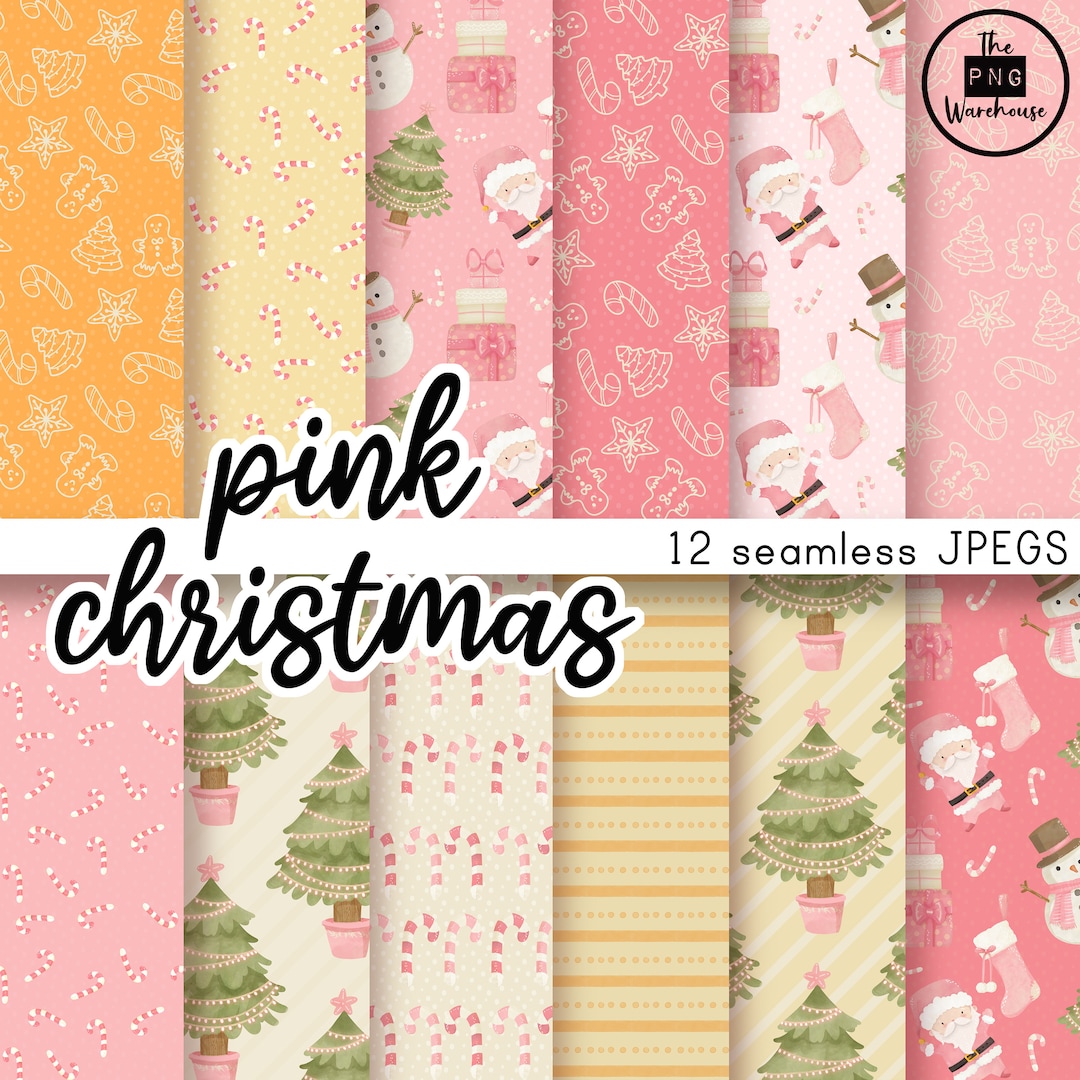 PINK CHRISTMAS - Digital Paper Pack - 12 Jpegs - Instant Download ...