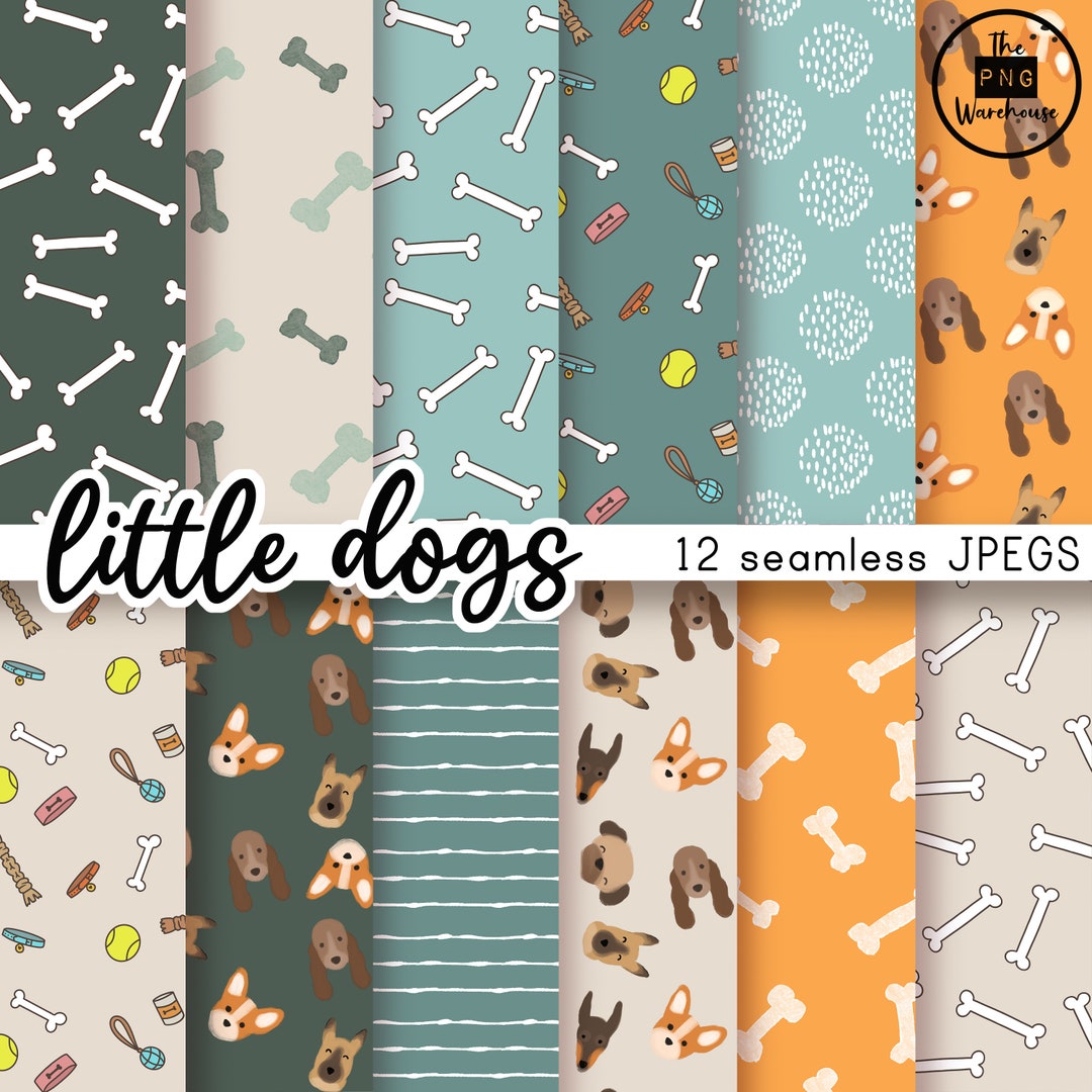 CUTE DOGS PATTERNS Digital Paper Pack - 12 Jpegs - Instant Download ...