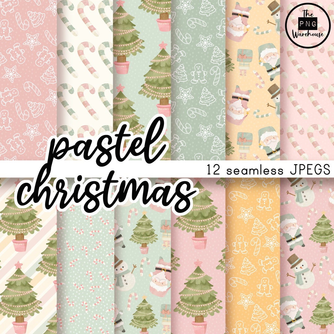 PASTEL CHRISTMAS - Digital Paper Pack - 12 Jpegs - Instant Download ...