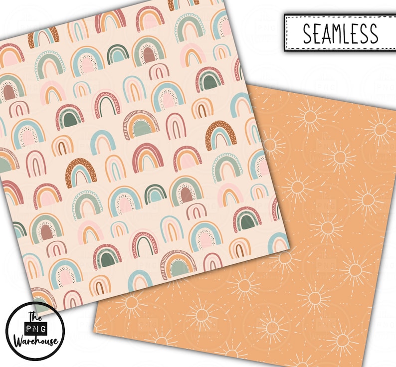 BOHO RAINBOW Digital Paper Pack 12 Jpegs Instant - Etsy