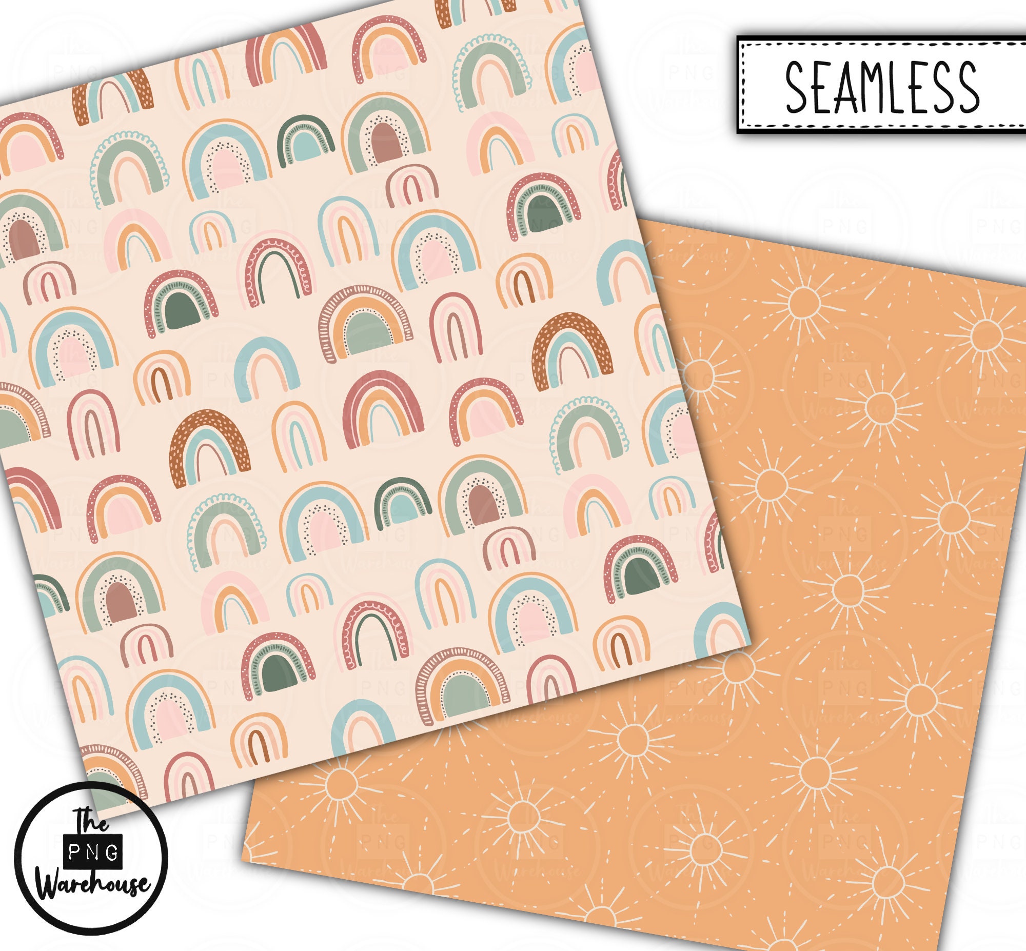 BOHO RAINBOW Digital Paper Pack 12 Jpegs Instant - Etsy