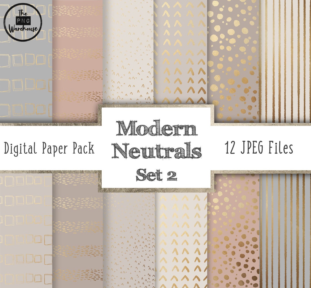 MODERN NEUTRALS SET 2 - Digital Paper Pack - 12 Jpegs - Instant ...