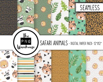 Animal Digital Paper | Etsy