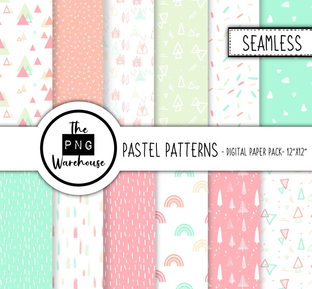 PASTEL BRIGHT PATTERNS Digital Paper Pack 12 Jpegs Instant Download ...