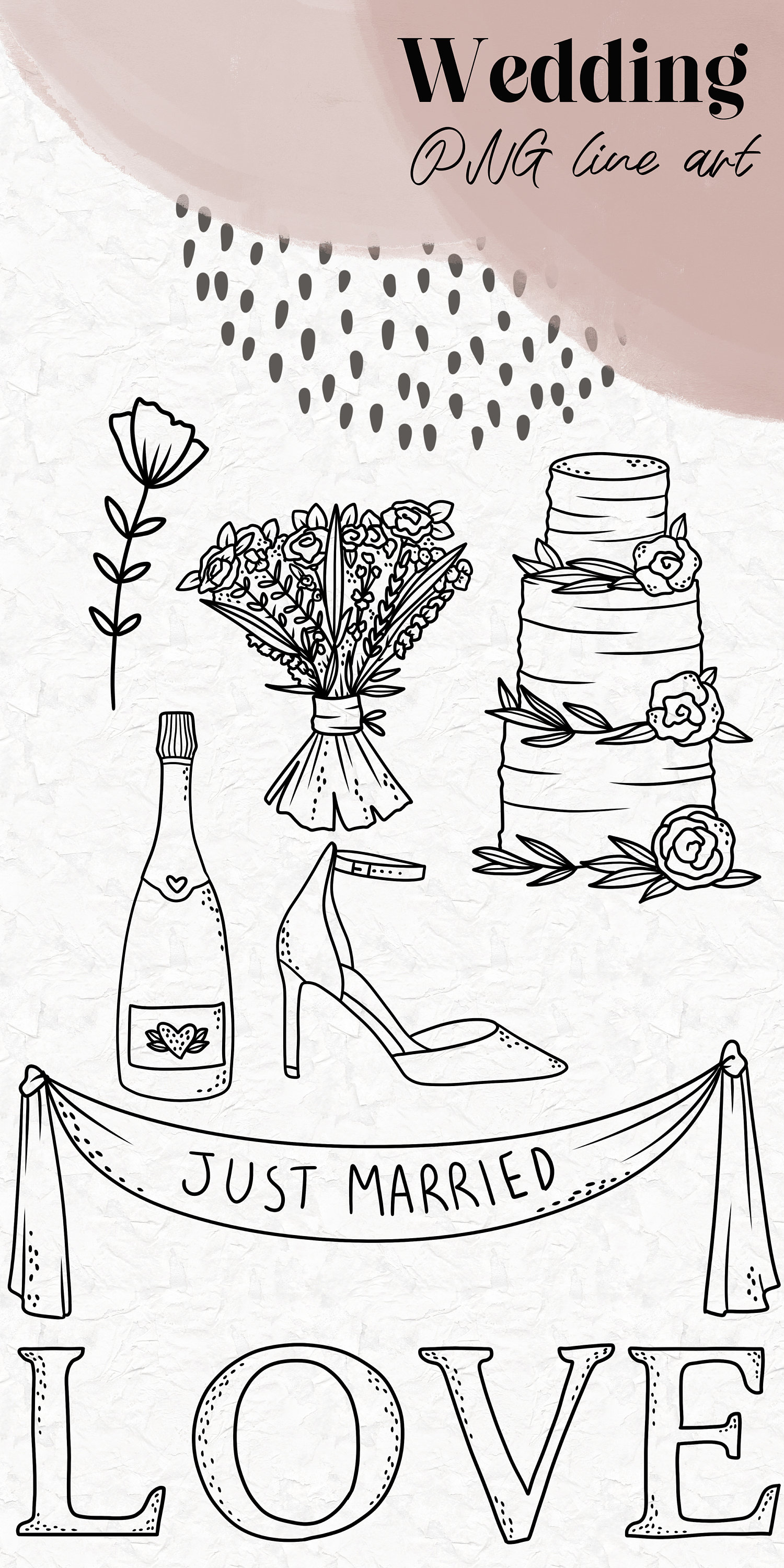 WEDDING Lineart Elements 25 Png Clip Art Designs Instant - Etsy