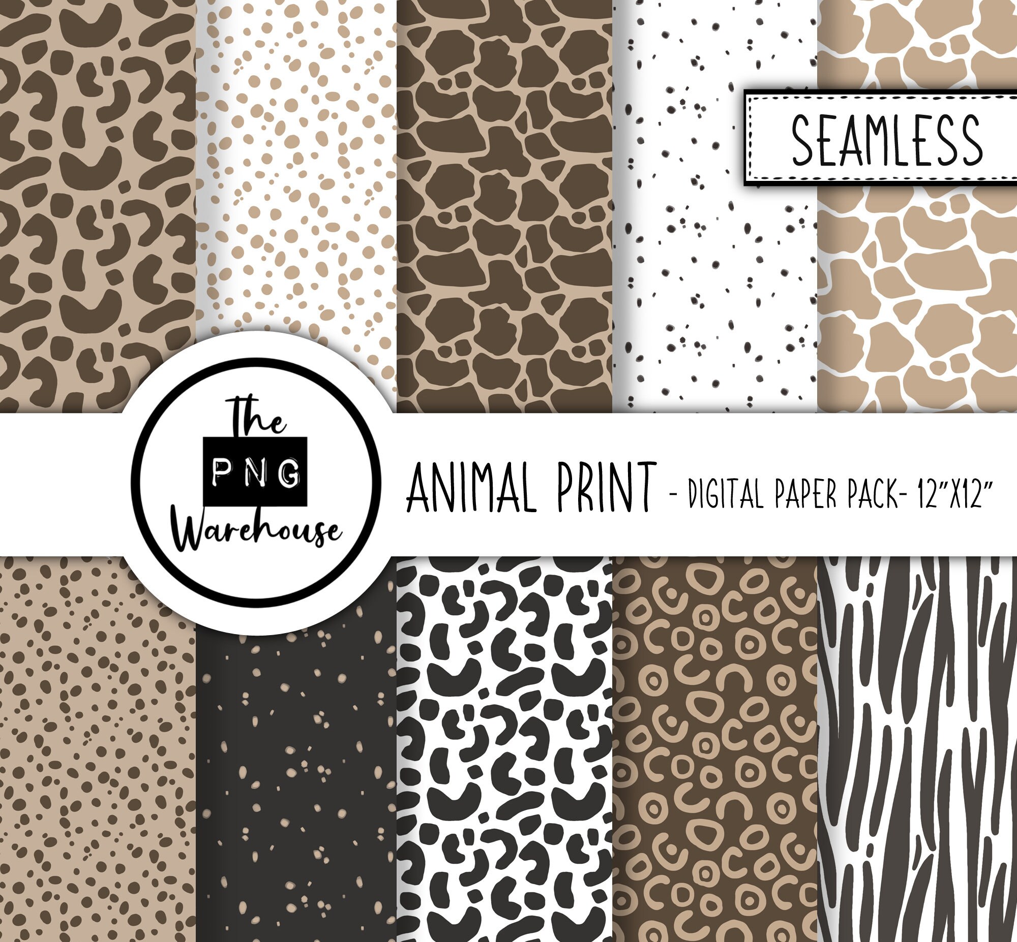 NEUTRAL ANIMAL PRINT Digital Paper Pack 10 Jpegs Instant - Etsy