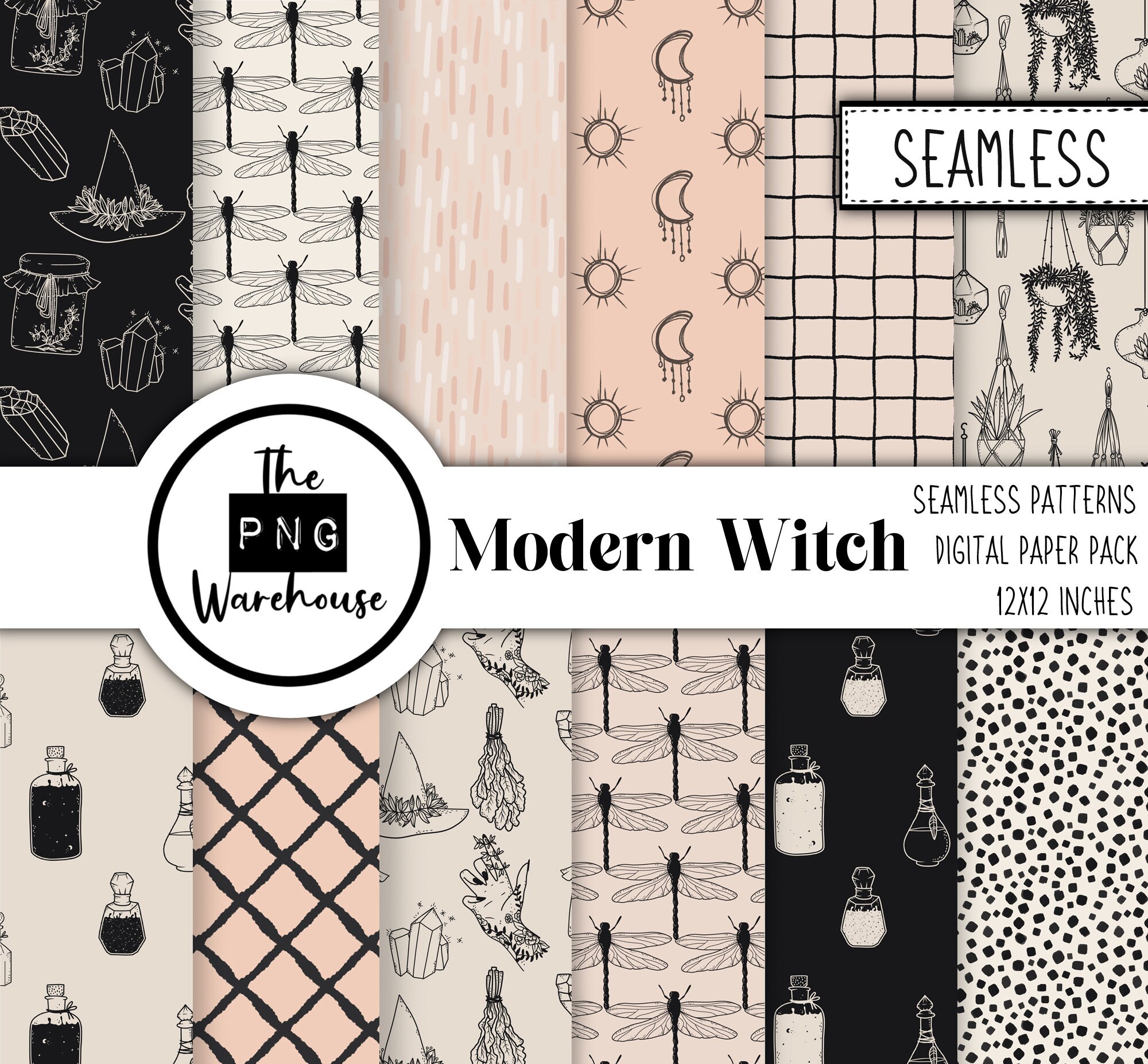 MODERN WITCH Digital Paper Pack 12 Jpegs Instant - Etsy