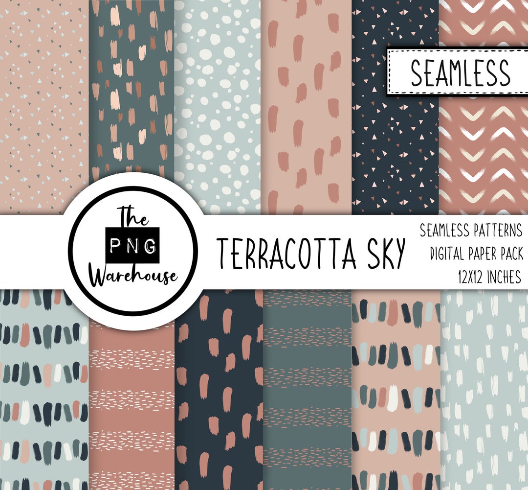 TERRACOTTA SKY PATTERNS - Digital Paper Pack - 12 Jpegs Instant ...