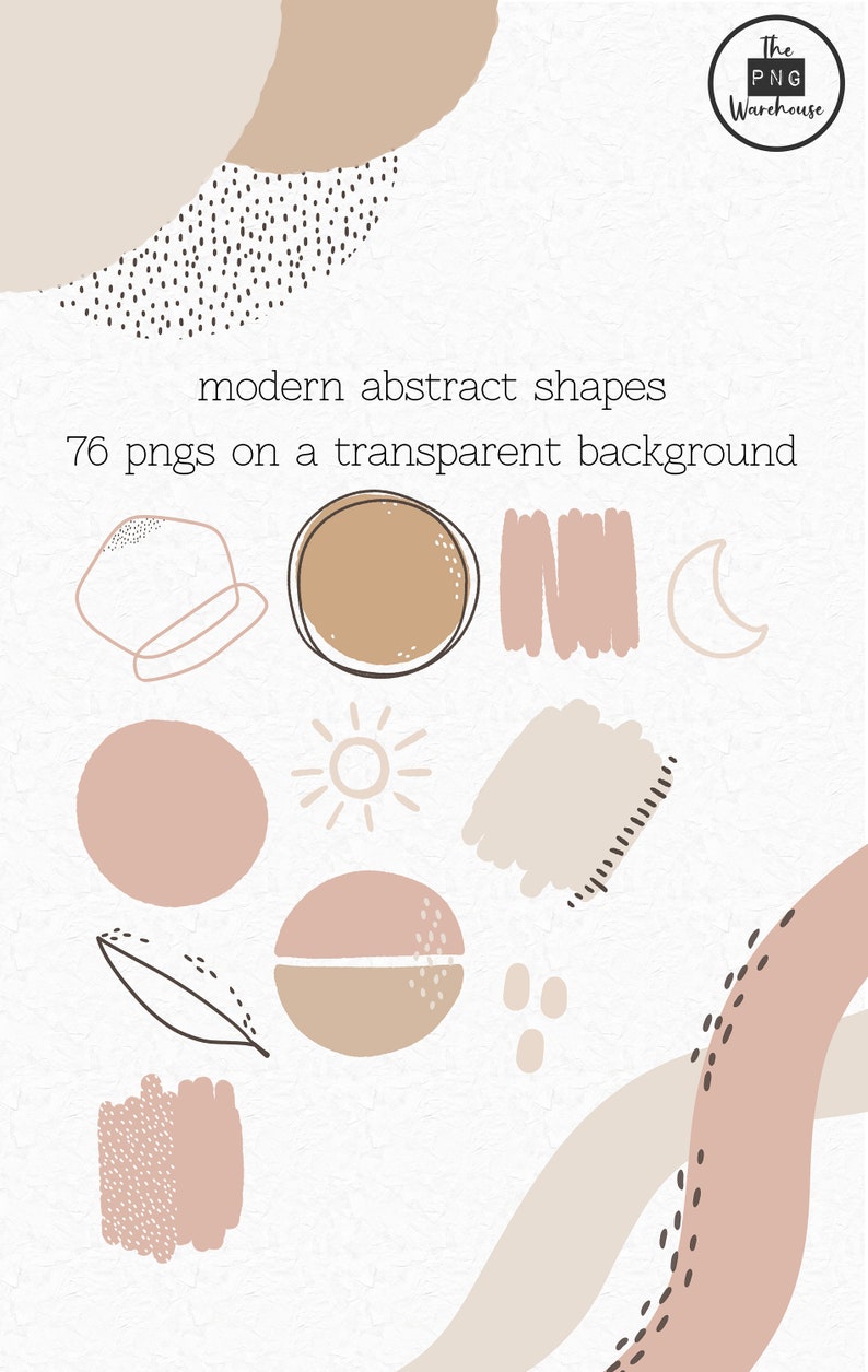 MODERN ABSTRACT SHAPES 76 Png Clip Art Designs Instant | Etsy