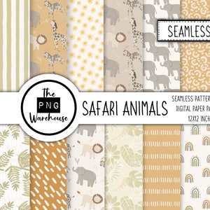 SAFARI ANIMALS PATTERNS Digital Paper Pack 12 Jpegs - Etsy