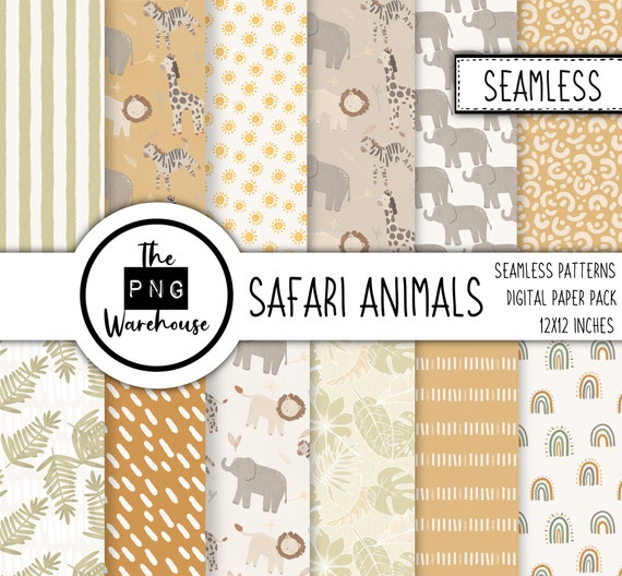 SAFARI ANIMALS PATTERNS Digital Paper Pack 12 Jpegs - Etsy