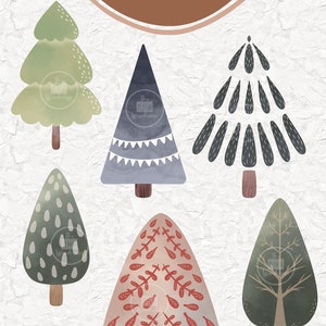 SCANDI BOHO TREES - 27 Pngs - Instant Download - 300dpi - Clip Art ...
