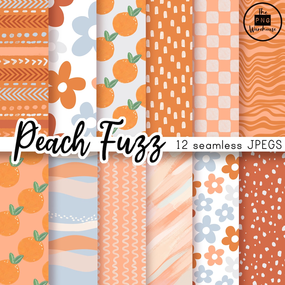 Peach Fuzz Patterns - Digital Paper Pack 12 Jpegs - Instant Download ...