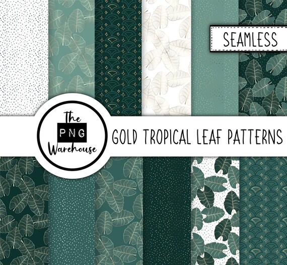 GOLD TROPICAL LEAF Digital Paper Pack 12 Jpegs Instant - Etsy