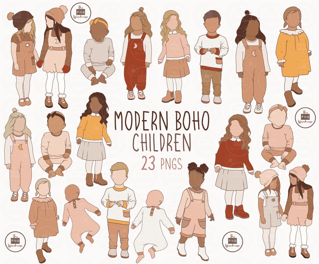 Modern BOHO Children Clipart - 23 Pngs - Instant Download - 300dpi ...