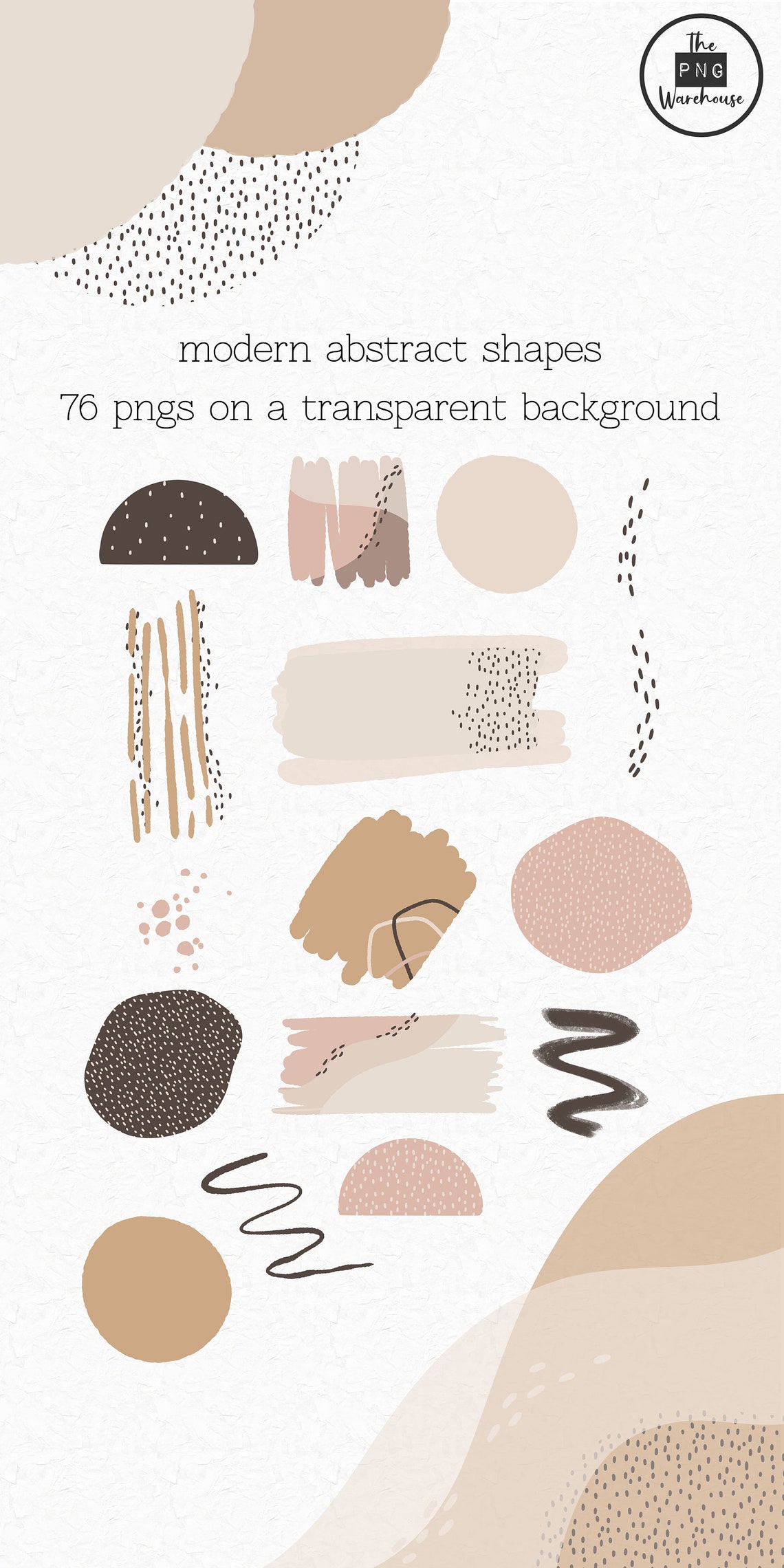MODERN ABSTRACT SHAPES - 76 Png Clip Art Designs - Instant Download 300 ...
