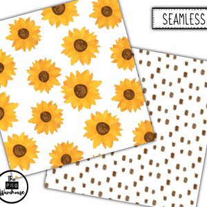 SUNFLOWERS Digital Paper Pack 12 Jpegs Instant Download 300dpi 12x12 ...