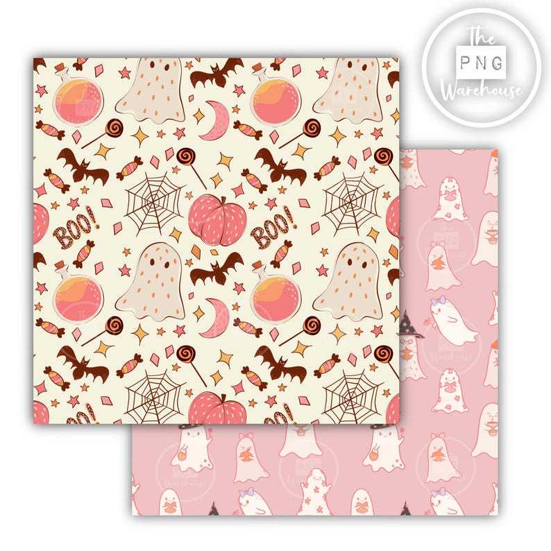 PINK HALLOWEEN PATTERNS Digital Paper Pack - 12 Jpegs - Instant ...
