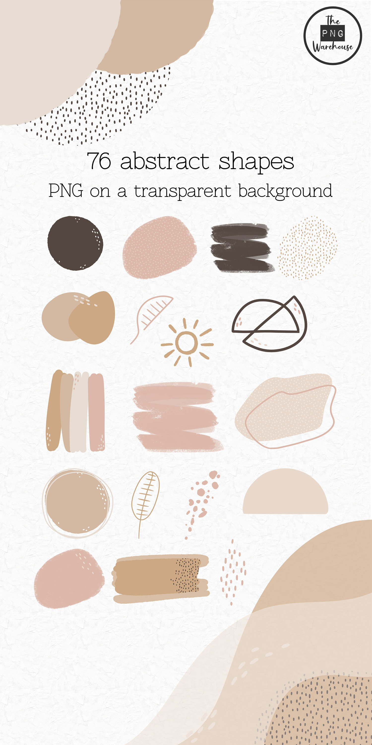 MODERN ABSTRACT SHAPES - 76 Png Clip Art Designs - Instant Download 300 ...