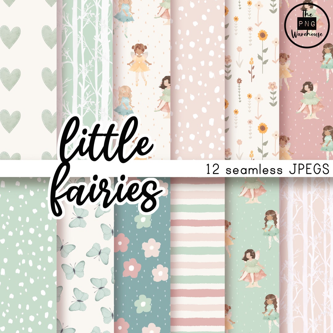 Little Fairies Patterns - Digital Paper Pack - 12 Jpegs - Instant ...