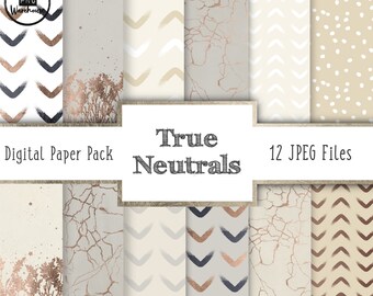 MODERN NEUTRALS Digital Paper Pack 12 Jpegs Instant | Etsy