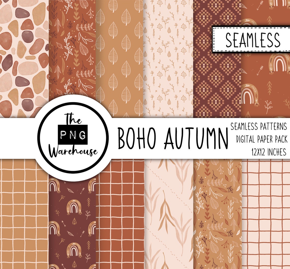 BOHO AUTUMN Digital Paper Pack 12 Jpegs Instant Download - Etsy