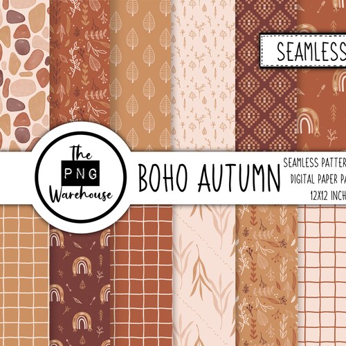 BOHO AUTUMN Digital Paper Pack 12 Jpegs Instant Download - Etsy