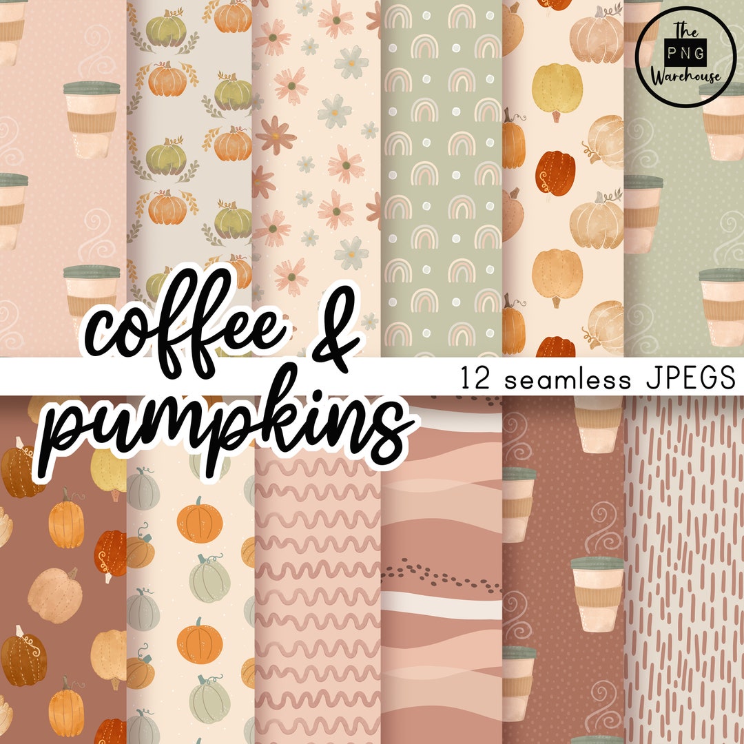 COFFEE and PUMPKINS - Digital Paper Pack - 12 Jpegs - Instant Download ...
