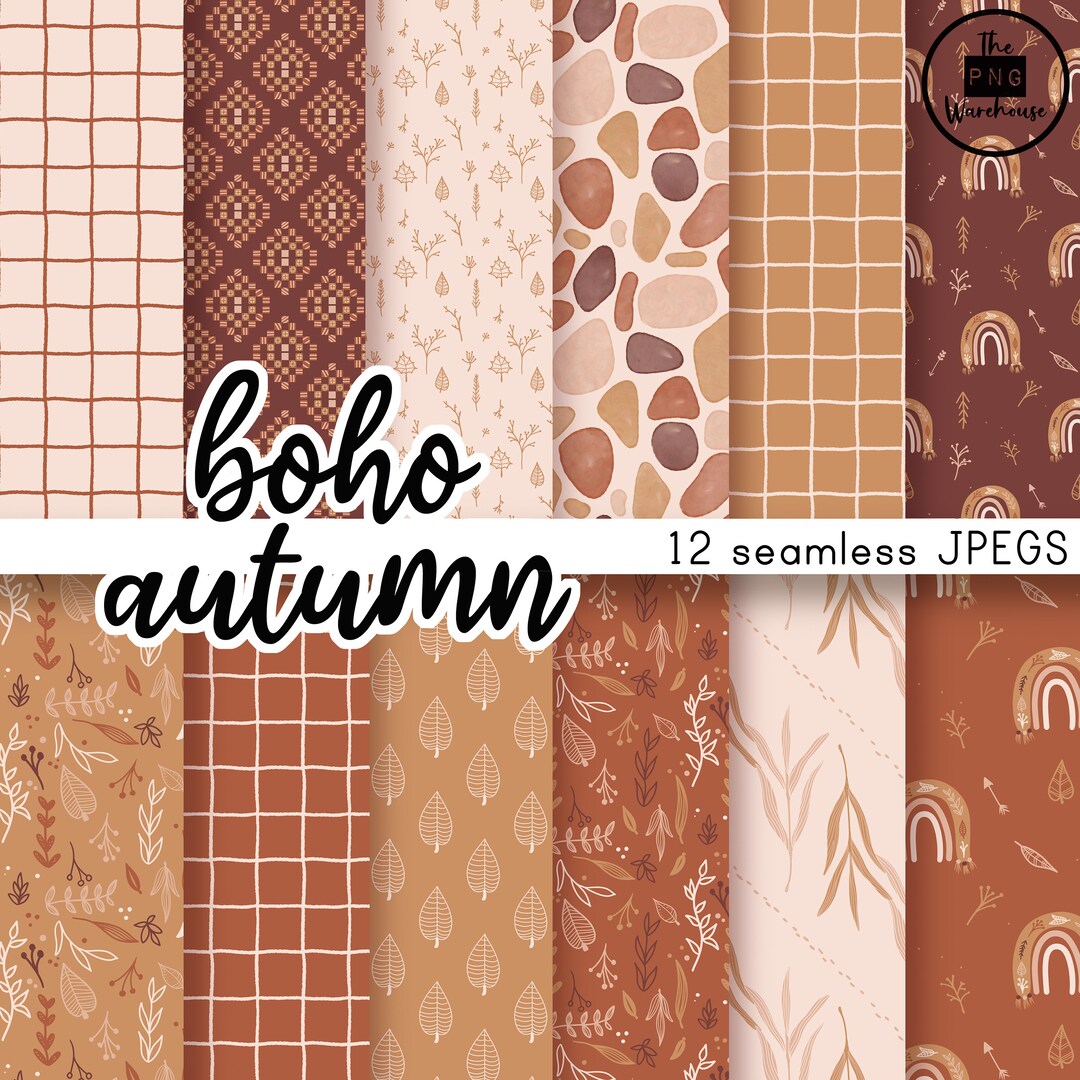 BOHO AUTUMN - Digital Paper Pack - 12 Jpegs - Instant Download - 300dpi ...